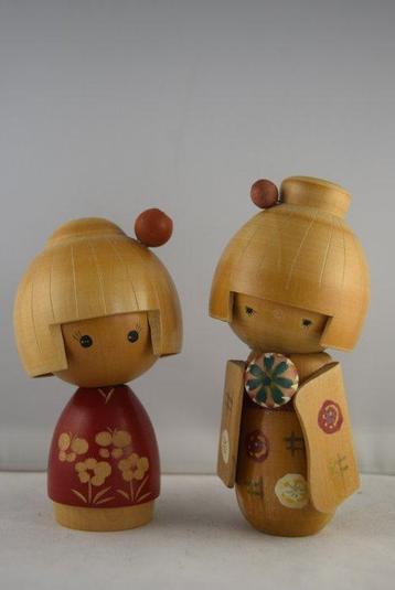 ② Poupées Kokeshi vintage rares - Bois - Japon - Période Shwa ...
