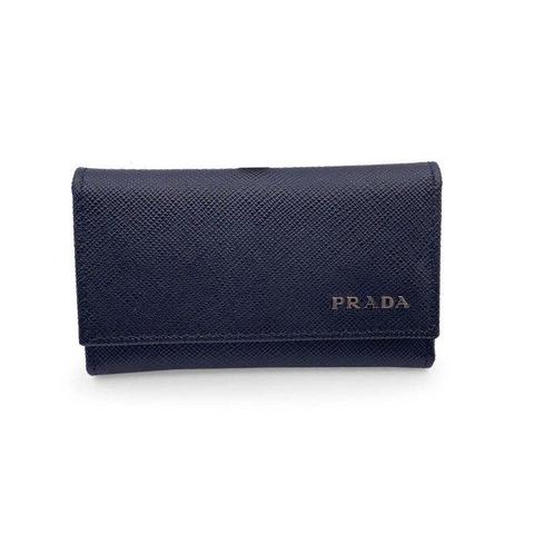② Prada - Black Saffiano Leather 6 Key Holder Case Pouch - Key — Antiek ...