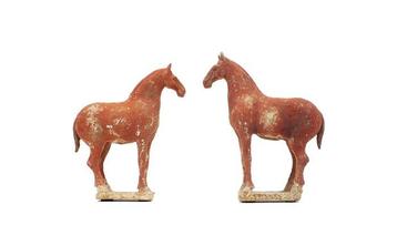 ② Oud-Chinees Terracotta Mooi en zeldzaam paar beschilderde — Mineralen en Fossielen — 2dehands