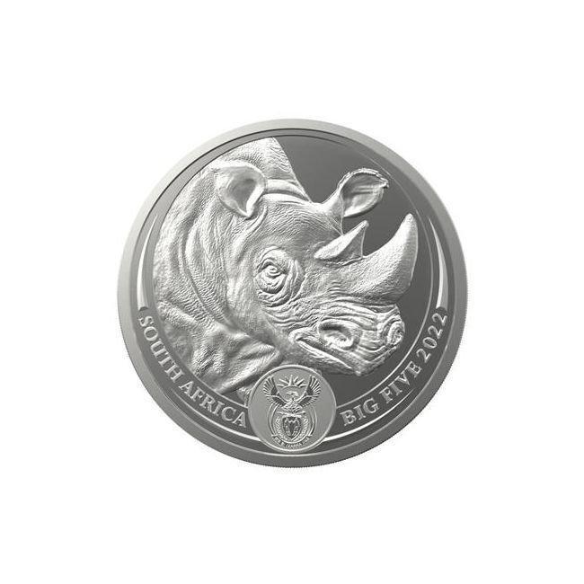 ② Zuid-Afrika. 5 Rand 2022 1 oz Big Five II Silver Rhino Coin — Métaux ...