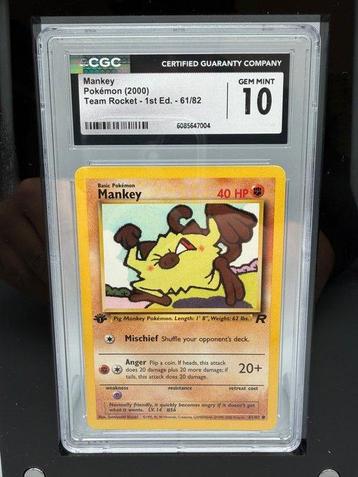 ② Pokémon Graded card - Mankey First edition - CGC 10 - WOTC - — Jeux ...