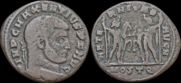 ② 307-310ad Roman Maxentius Ae follis Castor and Pollux fac ...