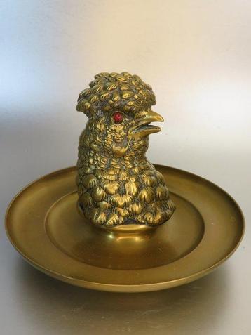 ② Inktpot met Padua haan of kip - Encrier - Laiton — Curiosa en ...