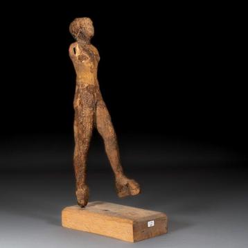 ② Oude Egypte, Oude rijk Groot houten beeld van een man, 40 cm ...